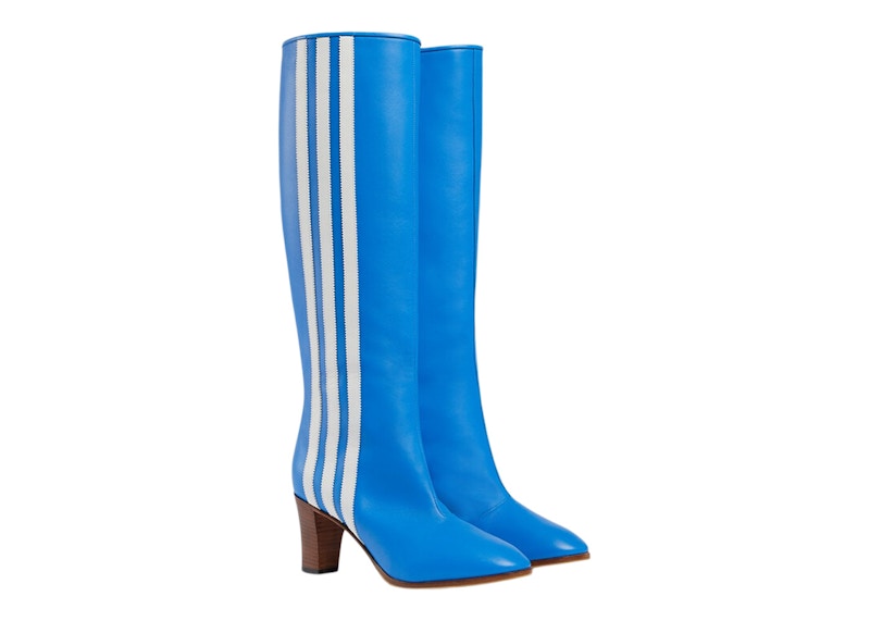 adidas x Gucci 73mm Knee-High Boots Bright Blue Leather - 715584 BKOU0 ...
