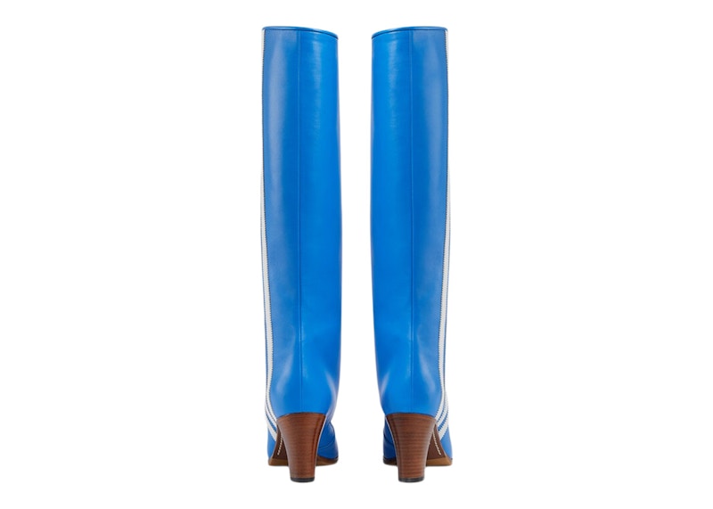 adidas x Gucci 73mm Knee-High Boots Bright Blue Leather - 715584 BKOU0 ...