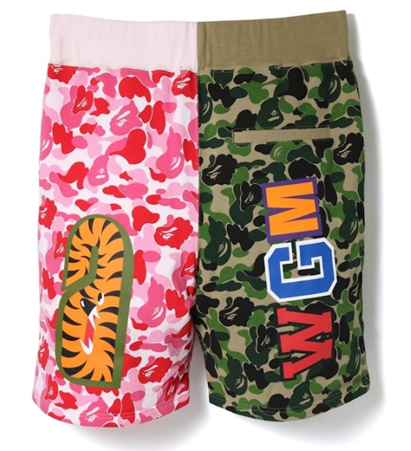 BAPE ABC Split Shark Shorts Green/Pink Men's - US